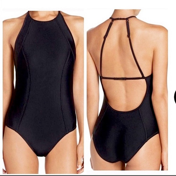 Zella | Swim | Zella One Piece Black Halter Bathing Suit | Poshmark